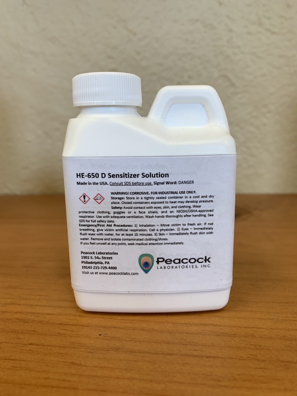 He-650 D Pouring Sensitizer Solution - Peacock Laboratories, Inc.