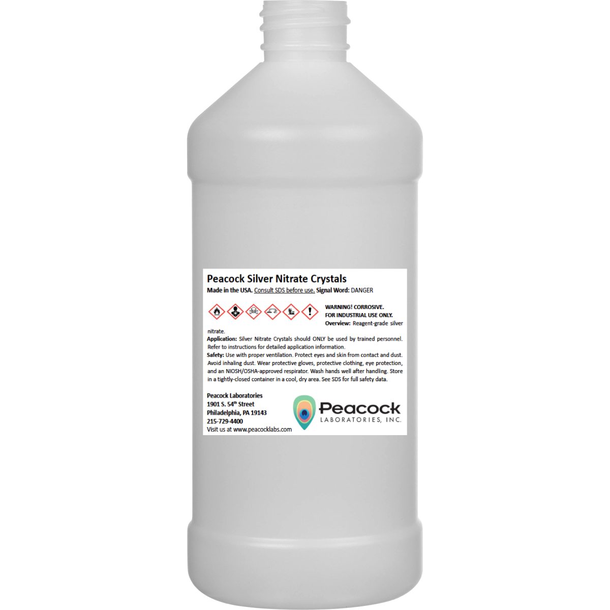 Silver Nitrate Crystals (16 oz/1 lb) - Peacock Laboratories, Inc.